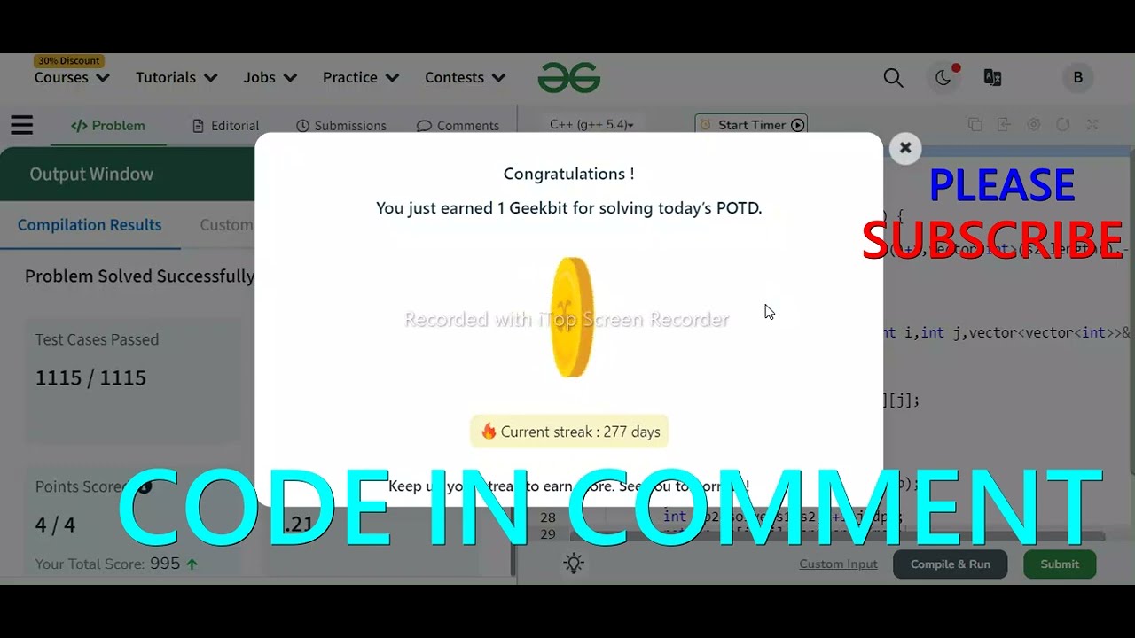 GFG POTD 30/05/2024 IN C++ MOST IMPORTANT INFORMATION | CODE IN COMMENT ...
