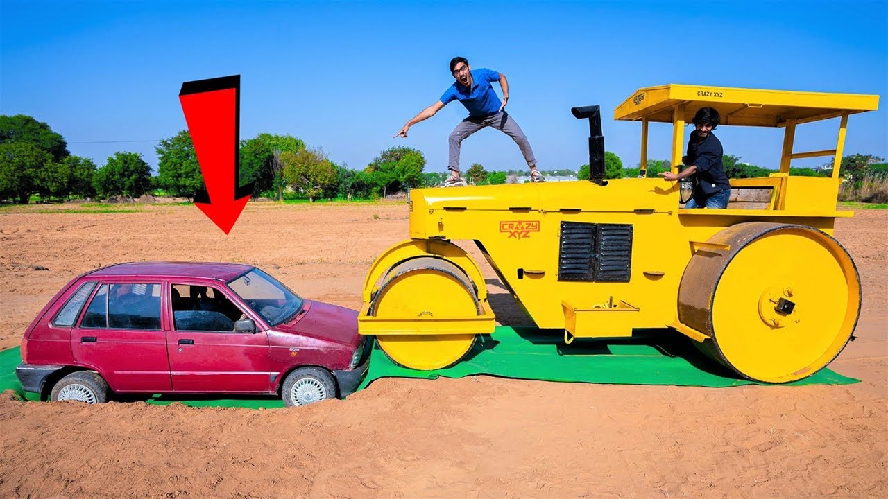 CAR vs Road Roller | रोड रोलर ने बना दी गाडी की चटनी | Extreme ...