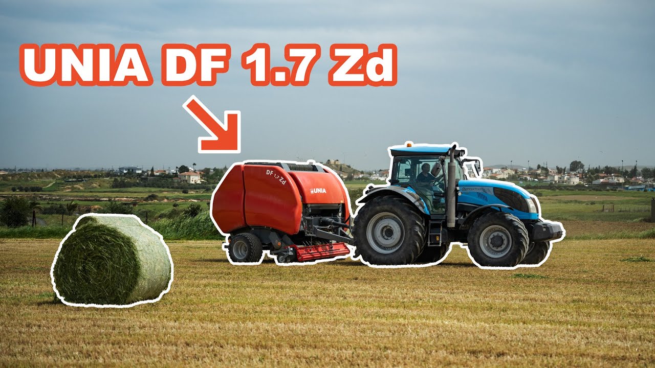 Baling Hay for Sillage - Round Bales- Unia Baler - Landini Tractor 7 ...