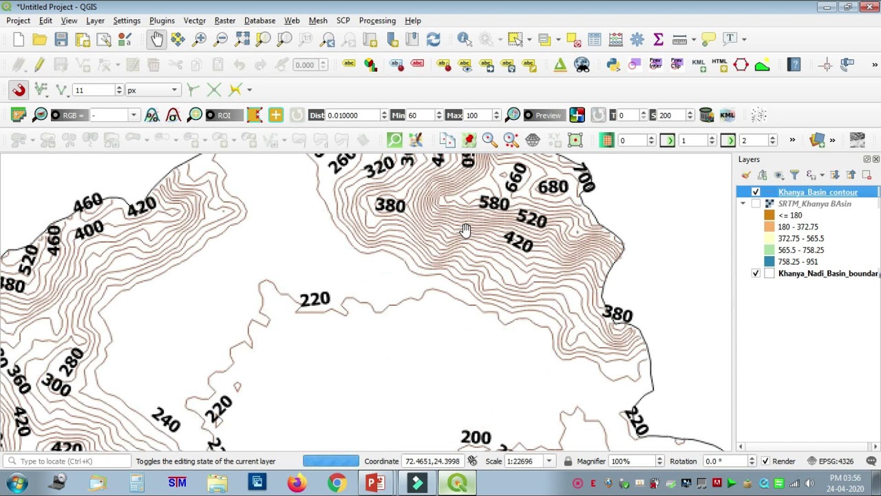 EXTRACTION OF CONTOUR IN BASIN LEVEL FROM SRTM DATA IN QGIS 3.12 - YouTube