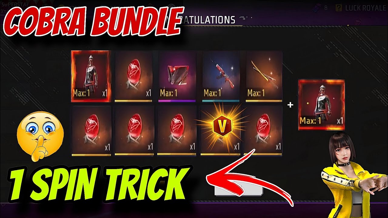 COBRA BUNDLE ONE SPIN TRICK 🥶 FREE FIRE NEW EVENT | ONE SPIN TRICK | I ...