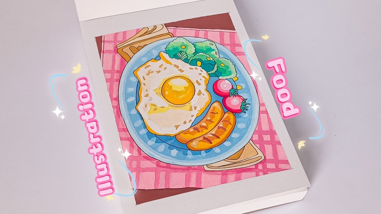 Delicious Gouache Food Illustration in My Sketchbook | Easy Painting ...