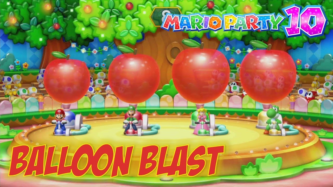 Mario Party 10: Balloon Blast Bash Minigame (4 Players) - YouTube