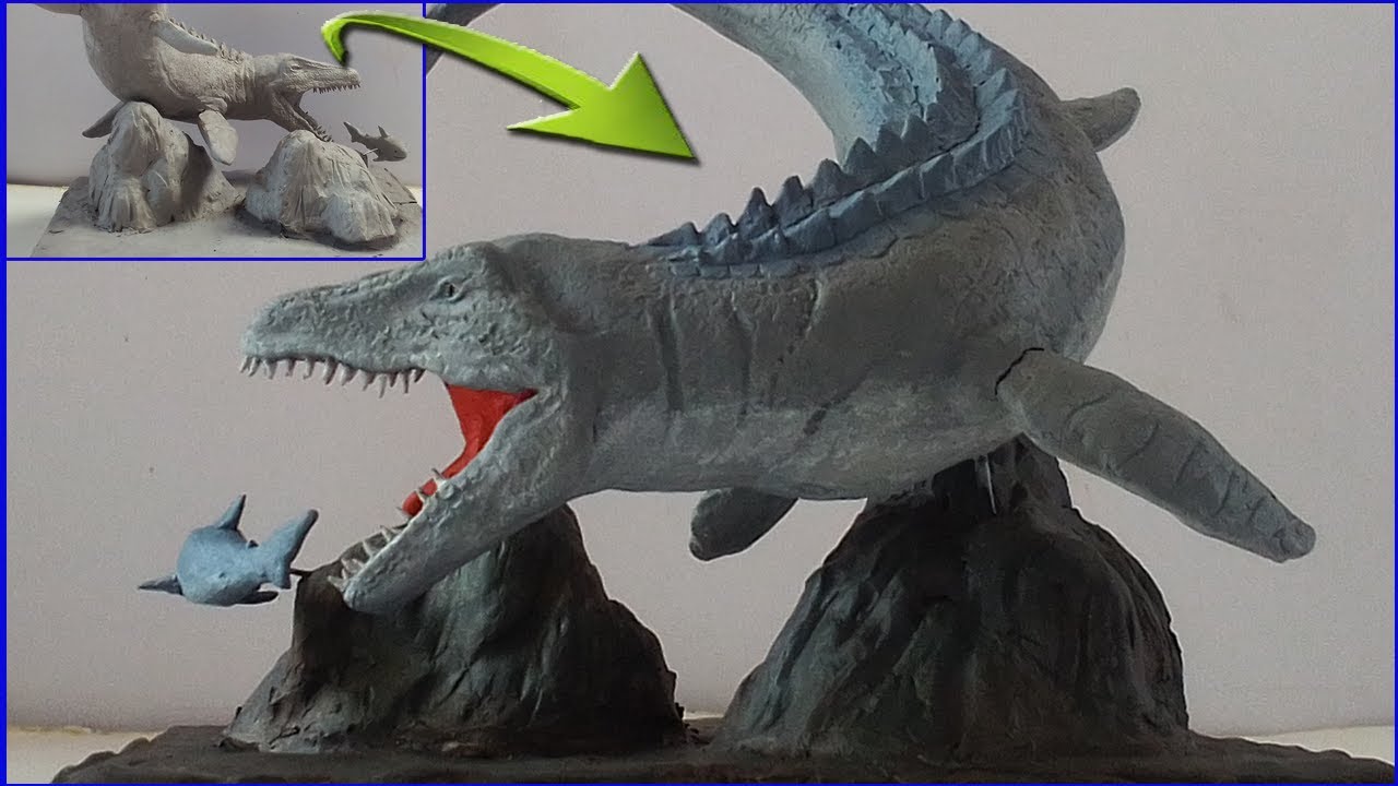 Diorama MOSASAURUS with clay. Jurassic World - YouTube