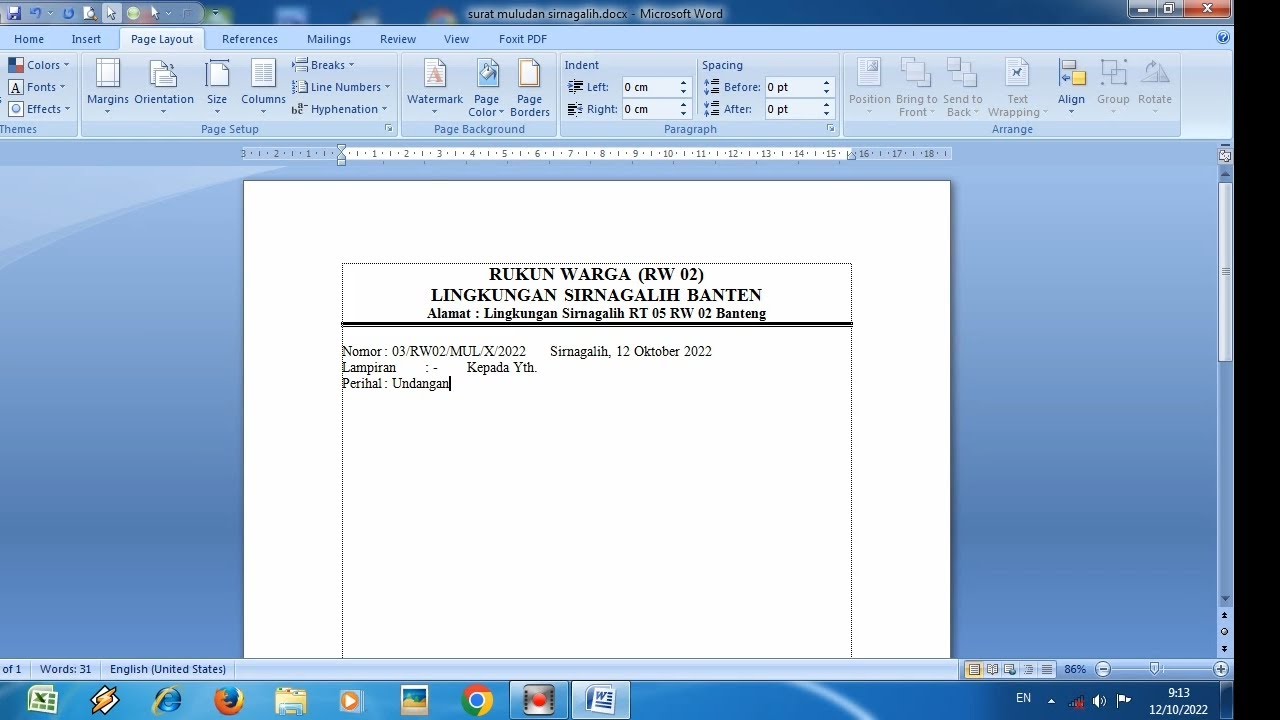 Tutorial cara membuat surat pada Microsoft Word - YouTube