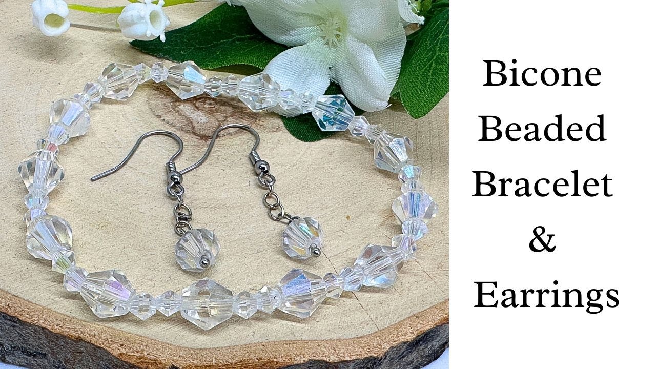Beaded Bracelet and Earrings. Bicone Beads. Jewellery Design. - YouTube
