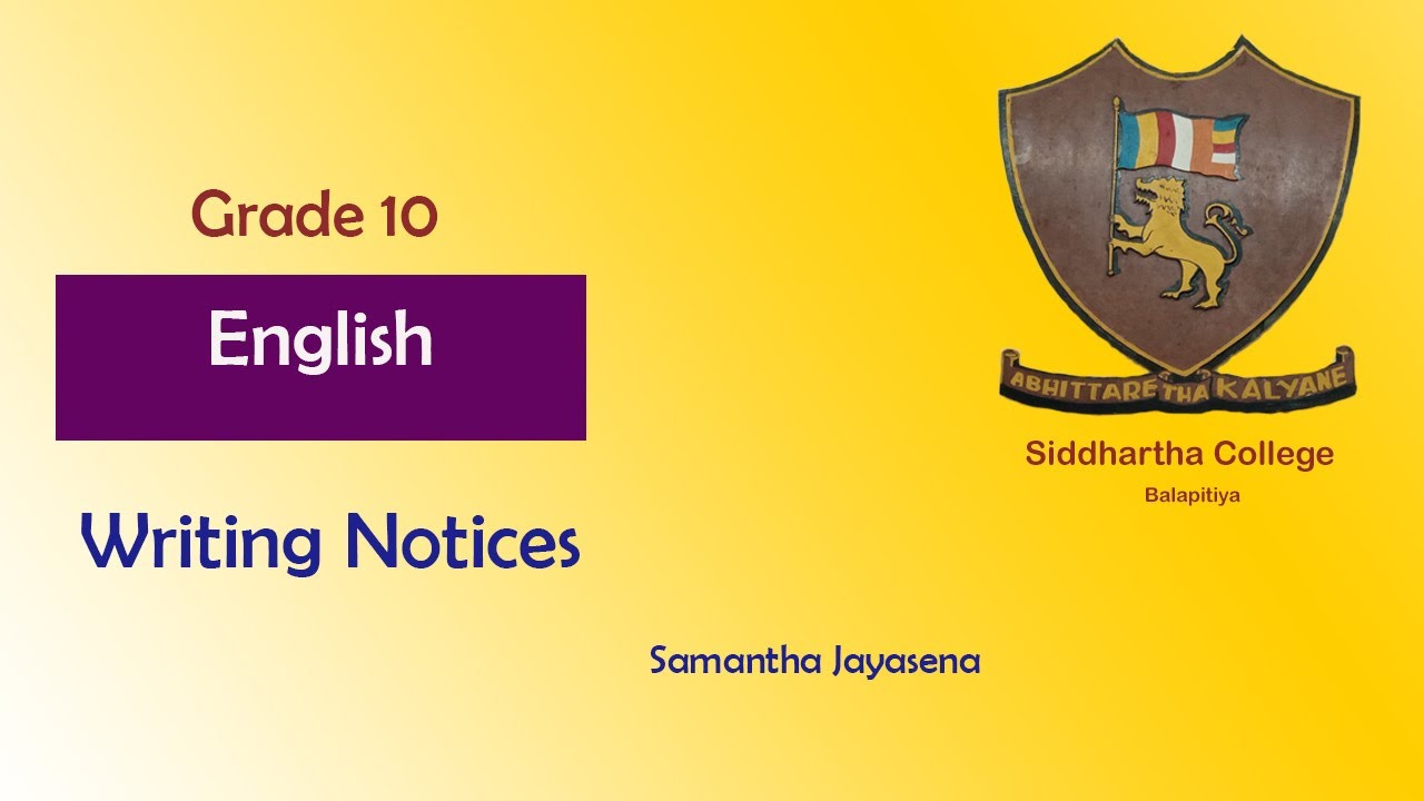 | English | Grade 10 | Writing Notices | - YouTube