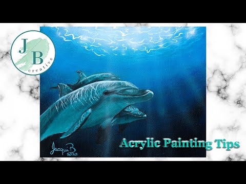 Painting Dolphins in Acrylics - Speed Painting with voice over - YouTube