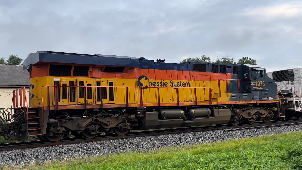 CSX 1973 CHESSIE SYSTEM HERITAGE UNIT IN TRAIL - YouTube