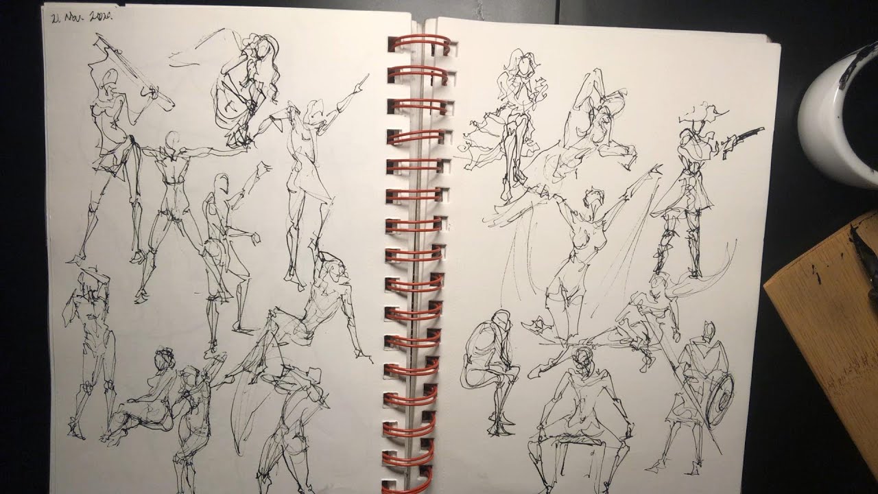 Speedpaint: Timed Gesture Drawings in Ink 6 (60s, 90s) - YouTube