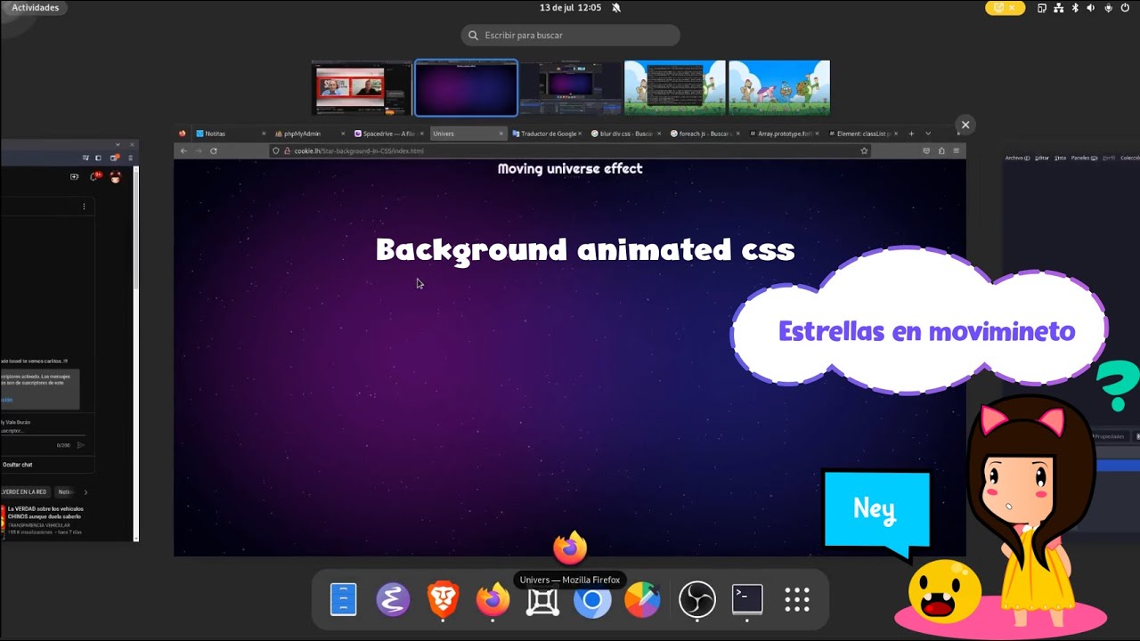 Moving universe effect - css and javascript - fondo animado css - YouTube
