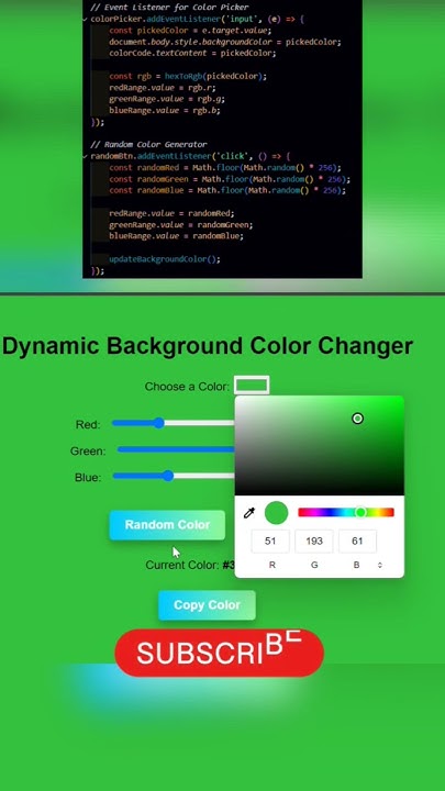 Day 20/99: New Daynamic Color Change Project using JavaScript | CSS | HTML @AliCode - YouTube