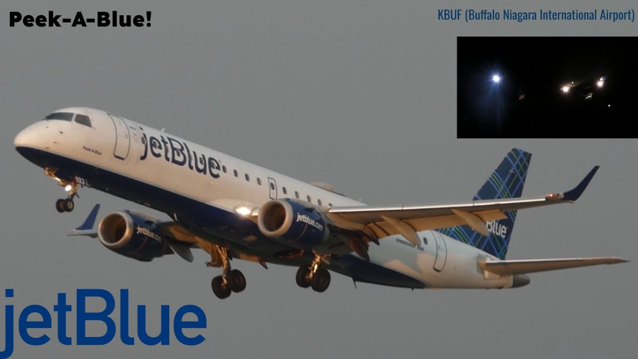 JetBlue Embraer E190 "Peek-A-Blue" N193JB at KBUF - YouTube