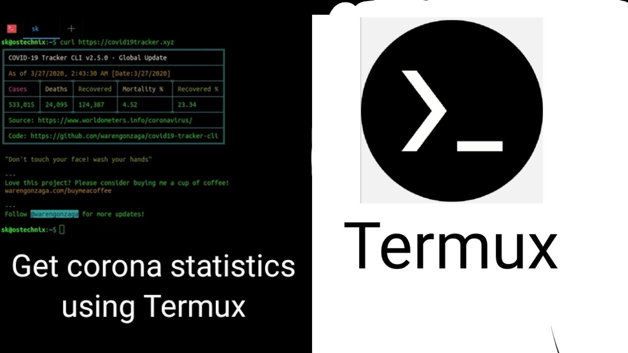 How to get corona statistic using Termux/Pro TechTube. - YouTube