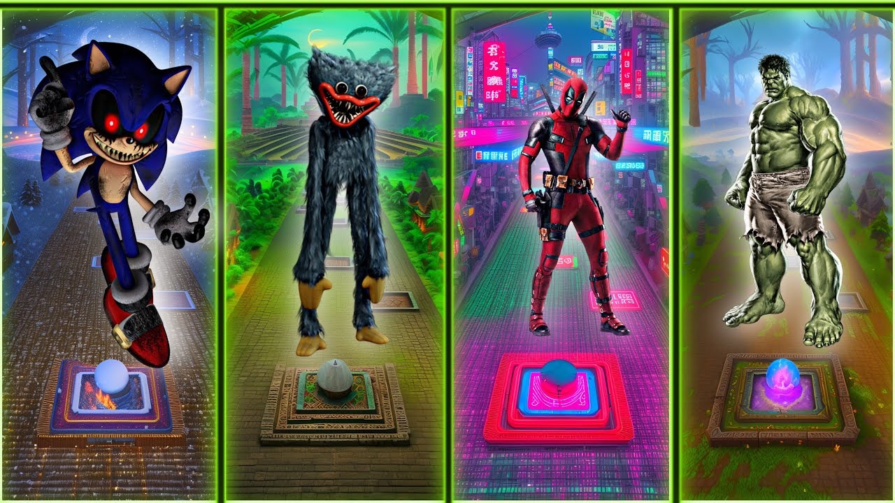 SHIN SONIC TAPES 🆚 POPPY PLAYTIME CHAPTER 🆚 DEADPOOL 🆚 HULK TILES HOP ...