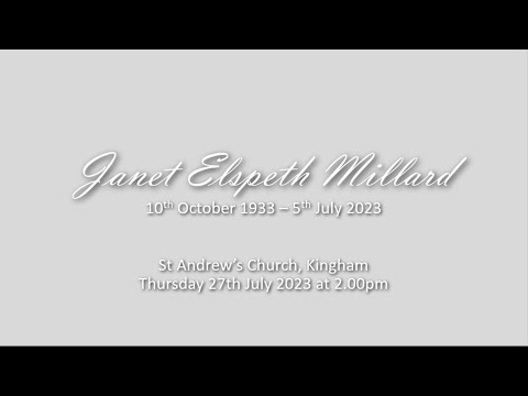 23/7/27 Funeral of Janet Elspeth Millard at 2pm in St Andrew's, Kingham ...