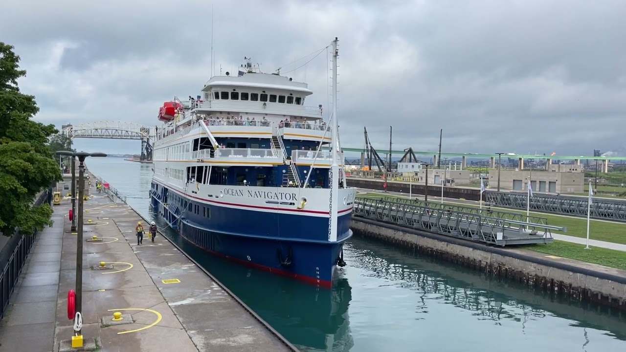 Great Lakes Passenger Ship Ocean Navigator at the Soo Locks - YouTube