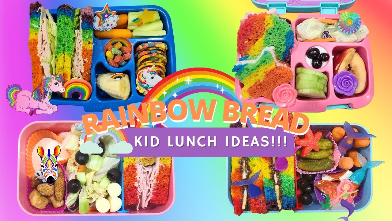 RAINBOW BREAD!! It's so pretty! Colorful kid lunch ideas - YouTube