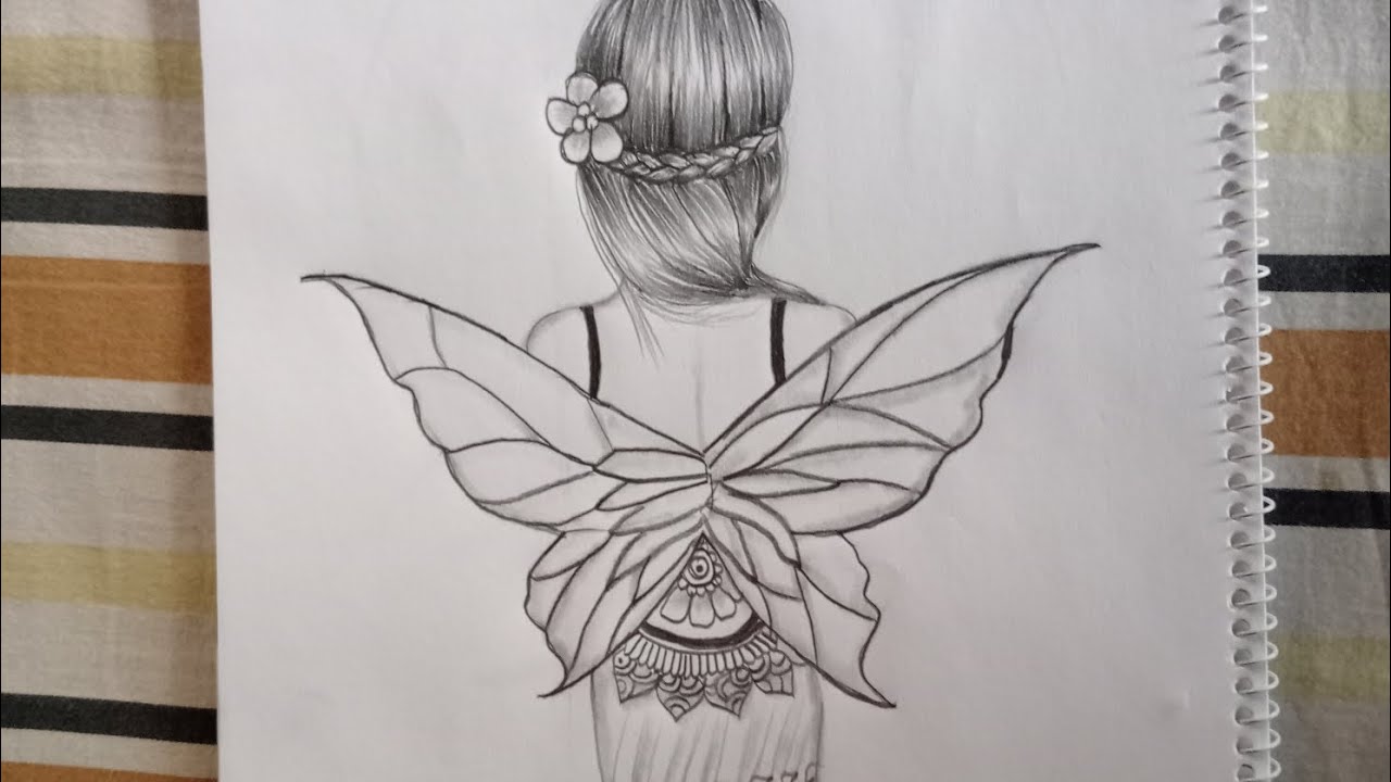 A Fairy drawing tutorials - easy draw// step by step // pancil skach ...