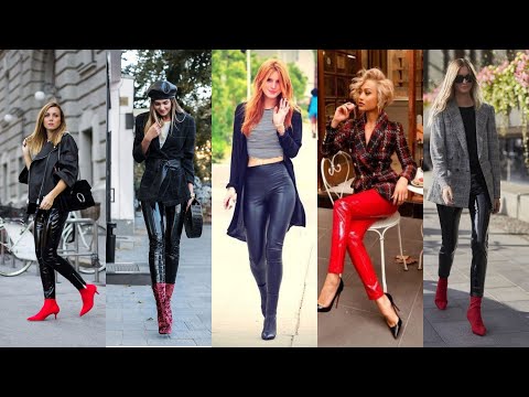 Actual shiny leather leggings outfits ideas#how to style vinyl shiny leather leggings