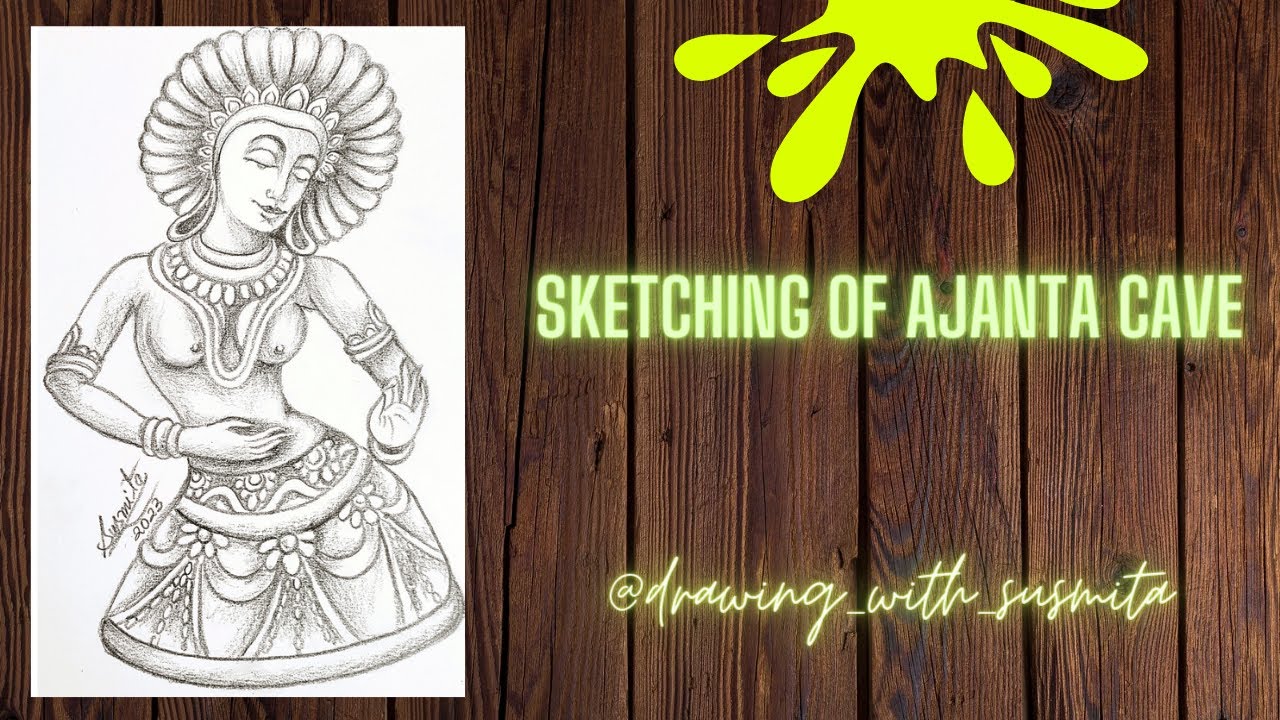 Ajanta cave art drawing tutorial | How to draw Ajanta cave art step by ...