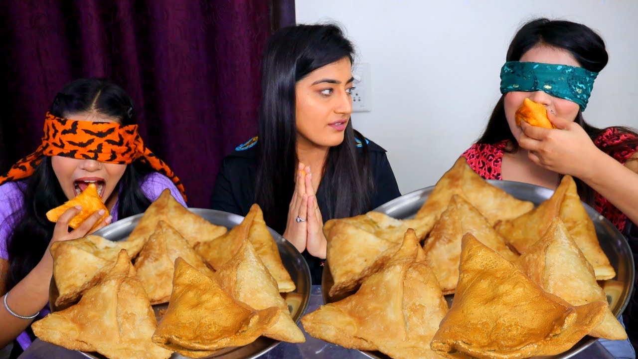 Bahubali Samosa Eating Challenge with @DingDongGirls | Paneer Samosa ...