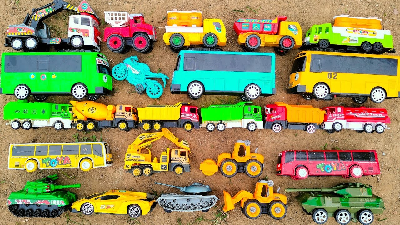 mencari mainan mobil bus tayo,mobil truk pasir,mobil truk excavator ...