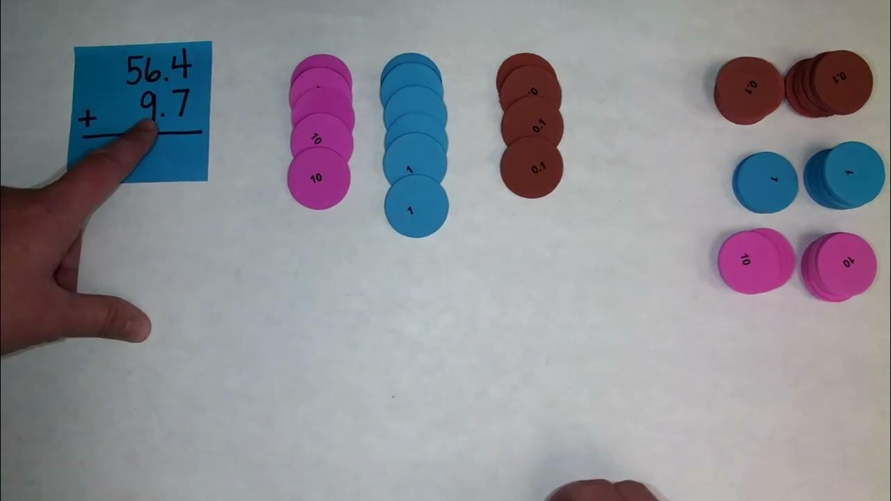 SPIRAL Addition of Decimals to Tenths with Place Value Disks: Traditional Algorithm - YouTube
