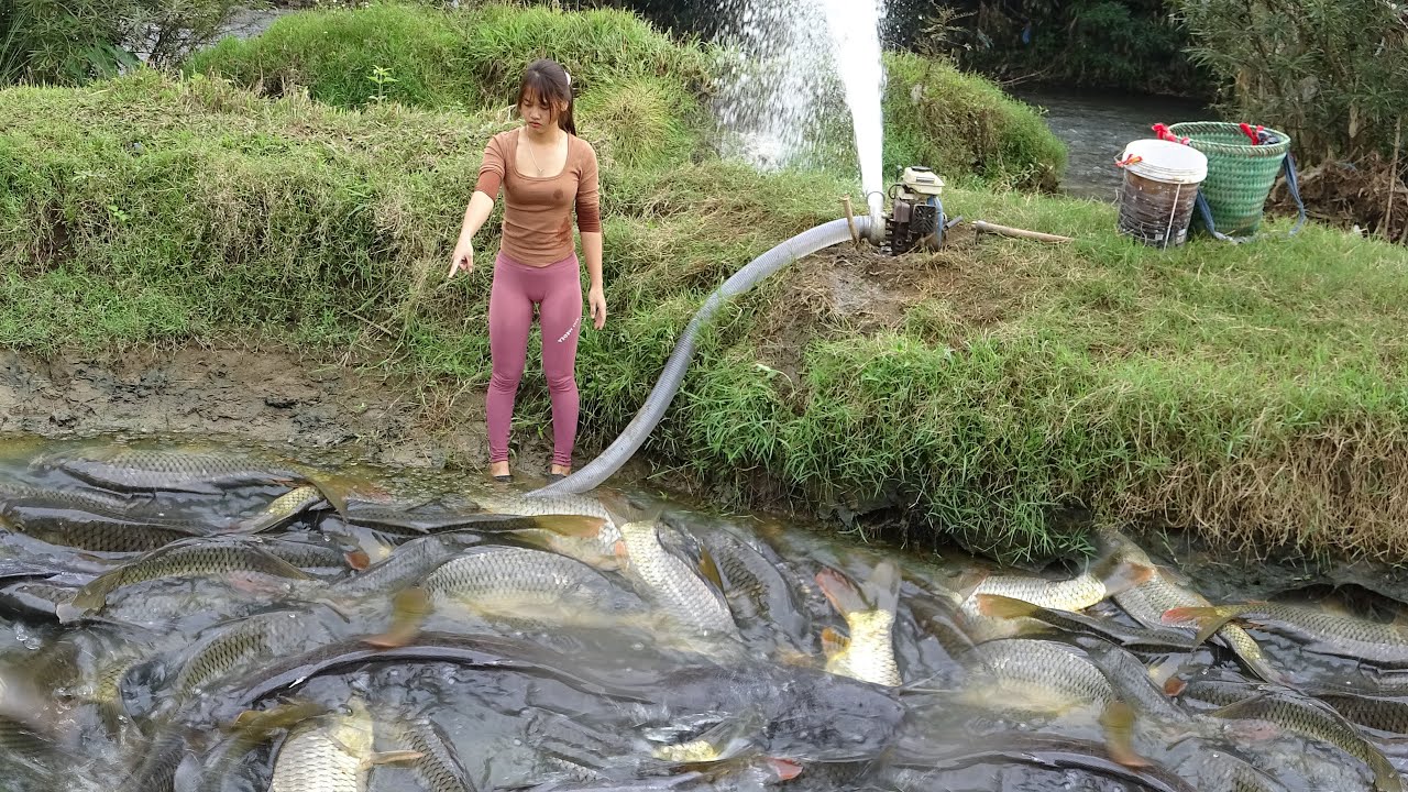 Girl Fishing: Exciting Fishing, Unique Fishing, Pump Water Outside The ...