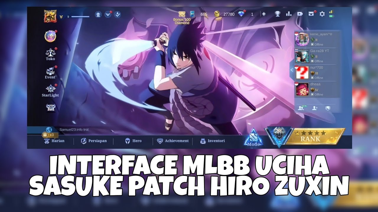Interface mobile legend uciha sasuke | interface mlbb patch zuxin ...