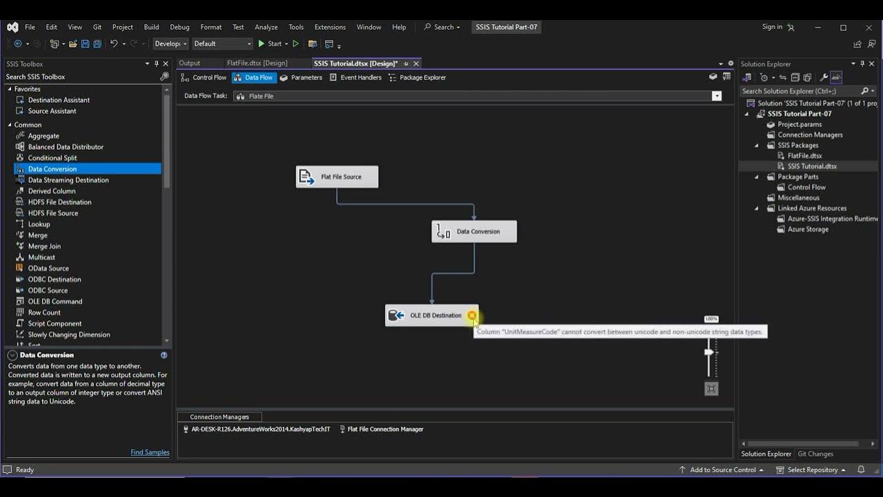 How to create SSIS Package to used Data Conversion in SSIS | SSIS Tutorial Part-12 - YouTube