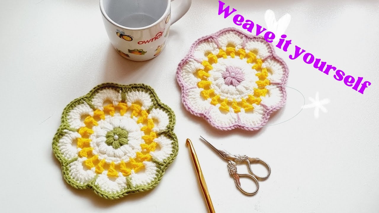 CROCHET TUTORIAL : how to crochet a flower coaster - YouTube