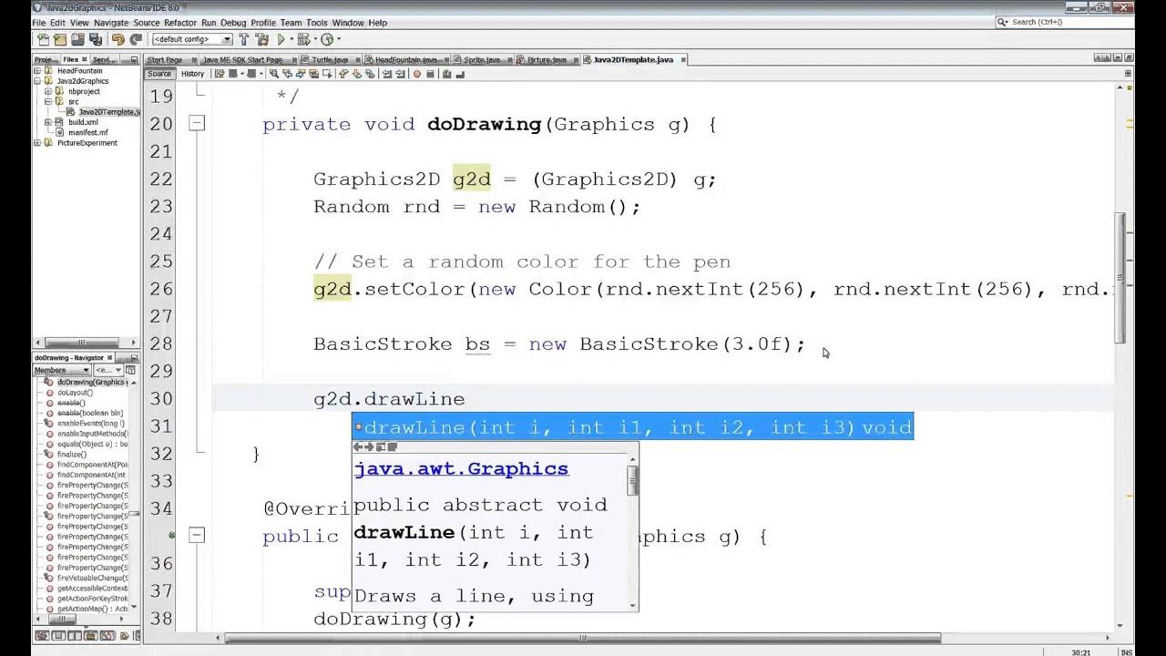 Java 2D 1: Using the Template for Java 2D programs - YouTube