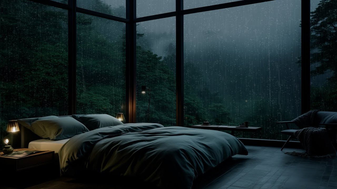 Deep Sleep Ambience In Cozy Room | Rain and Fire Sounds To Relax And ...