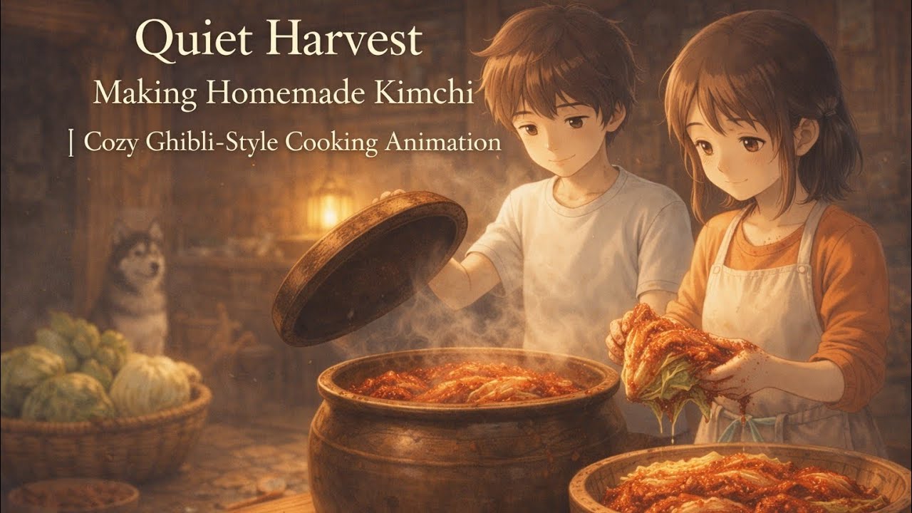 Quiet Harvest — Making Homemade Kimchi | Cozy Ghibli-Style Cooking ...