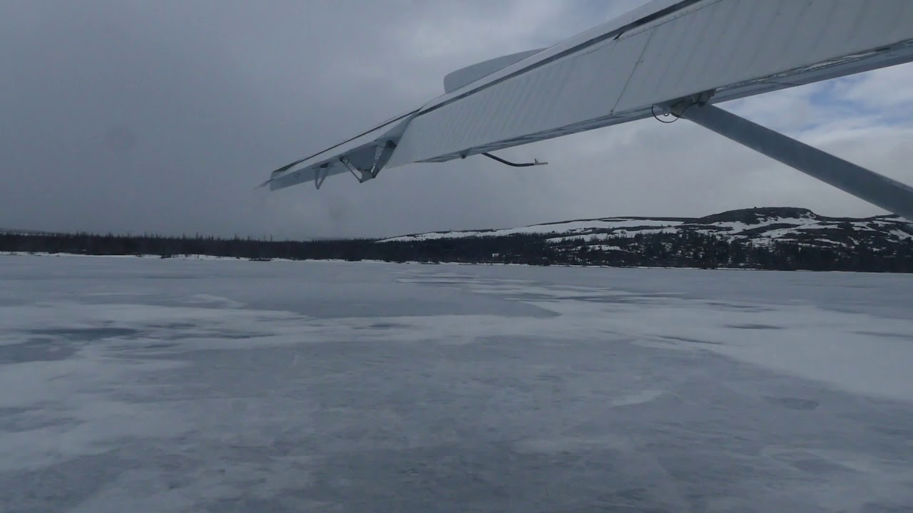 Johnny May's Air Charter's Turbine Otter landing on a lake spring of ...