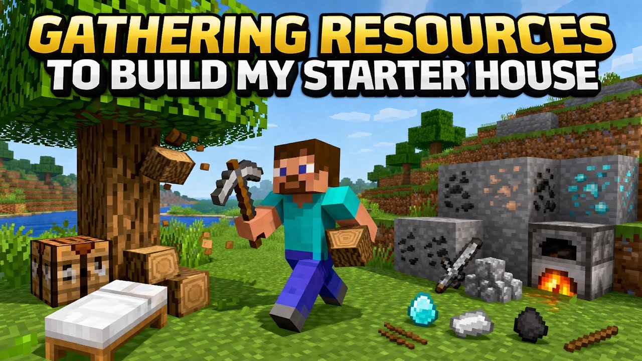 Minecraft Survival: Gathering Resources to Build My Starter House ...