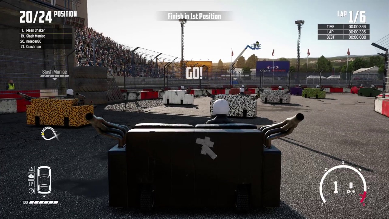 Wreckfest Madman Stadium Motorized Couch Race - YouTube