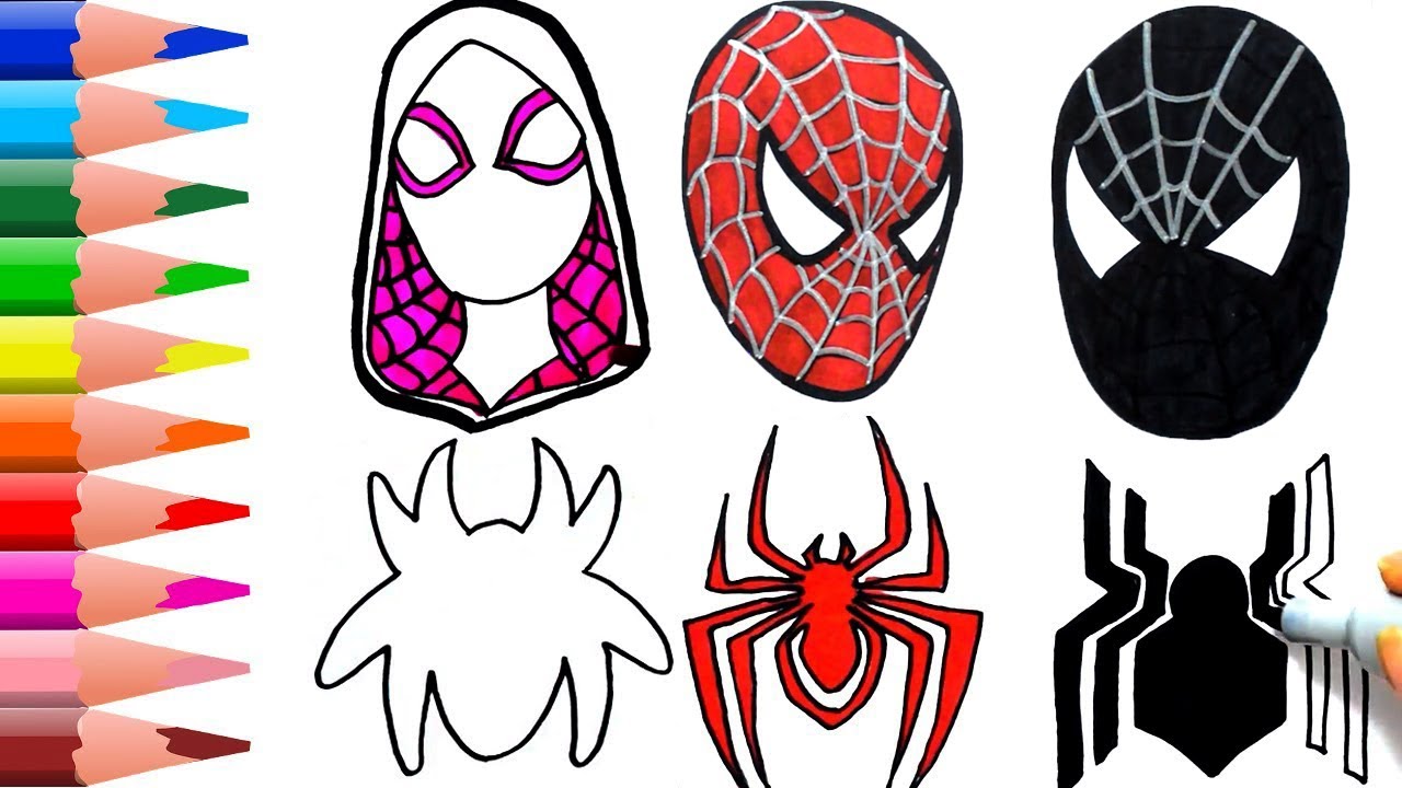 🔴🔴 How To Draw FACES spider-man:spider verse, avengers Step by Step ...