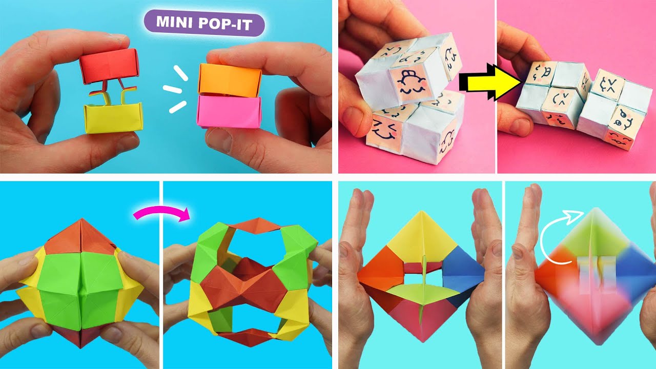 4 Easy Anti-stress crafts. Origami PAPER crafts - INFINITY CUBE, Fidget ...