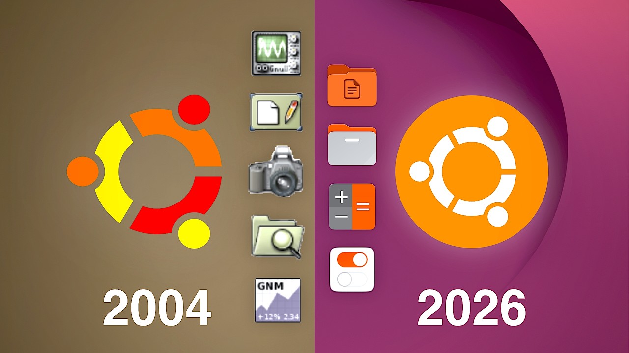 First Ubuntu Linux (2004) vs Latest Ubuntu Linux (2026) - YouTube
