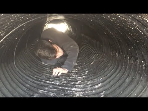 Crawling Through a Drain Pipe (Almost Got Stuck) - YouTube