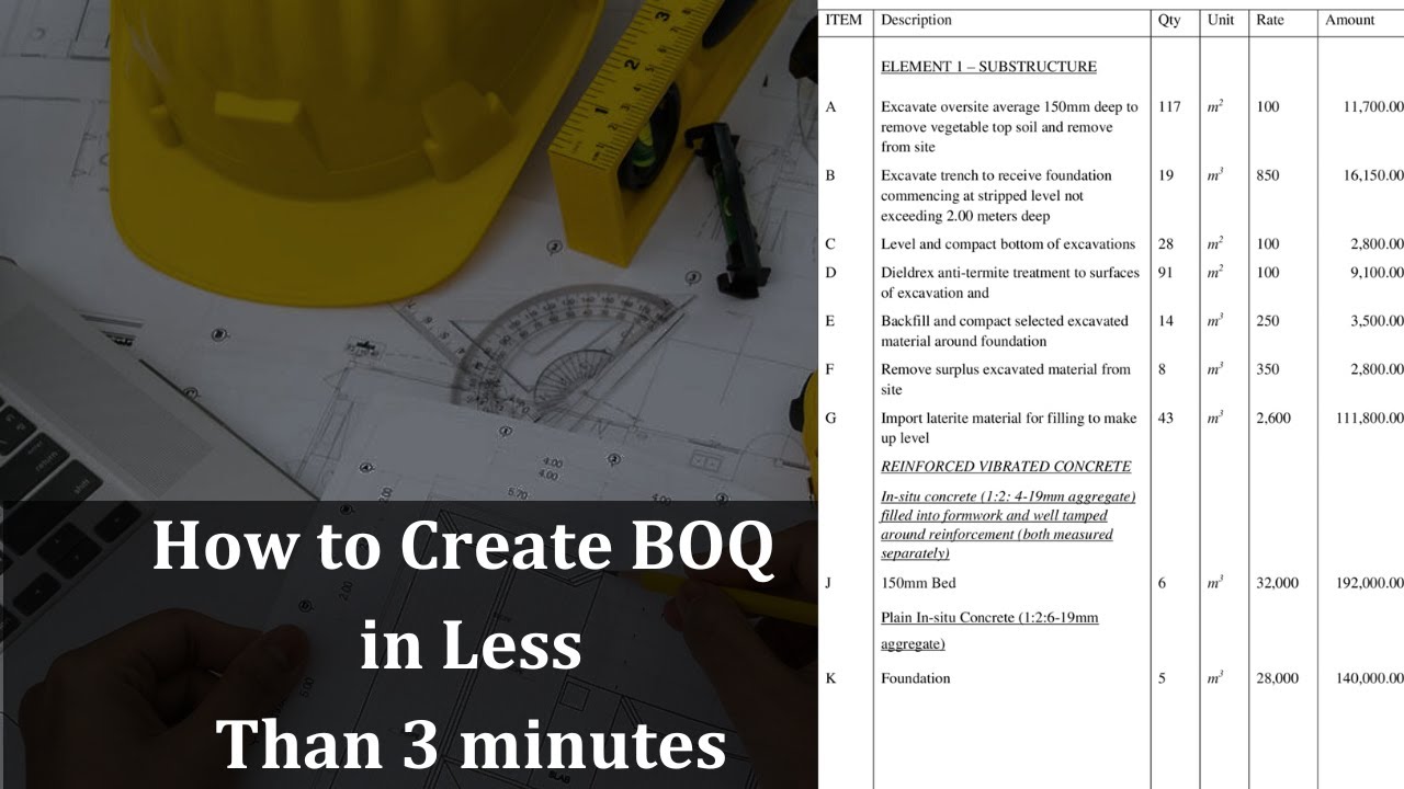 How to Create BOQ in less than 3 minutes - YouTube