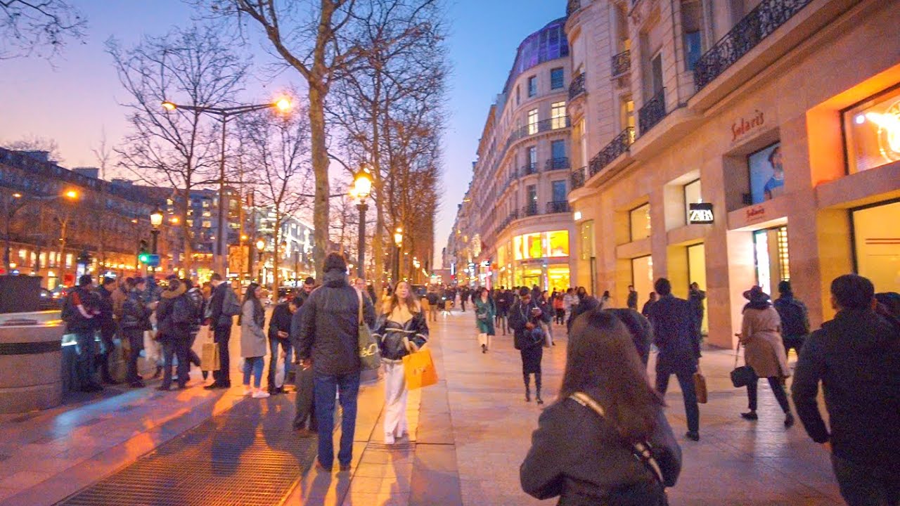 Paris Walk at Dusk along Champs-Élysées - Famous Shopping Avenue 🇫🇷 4K ...