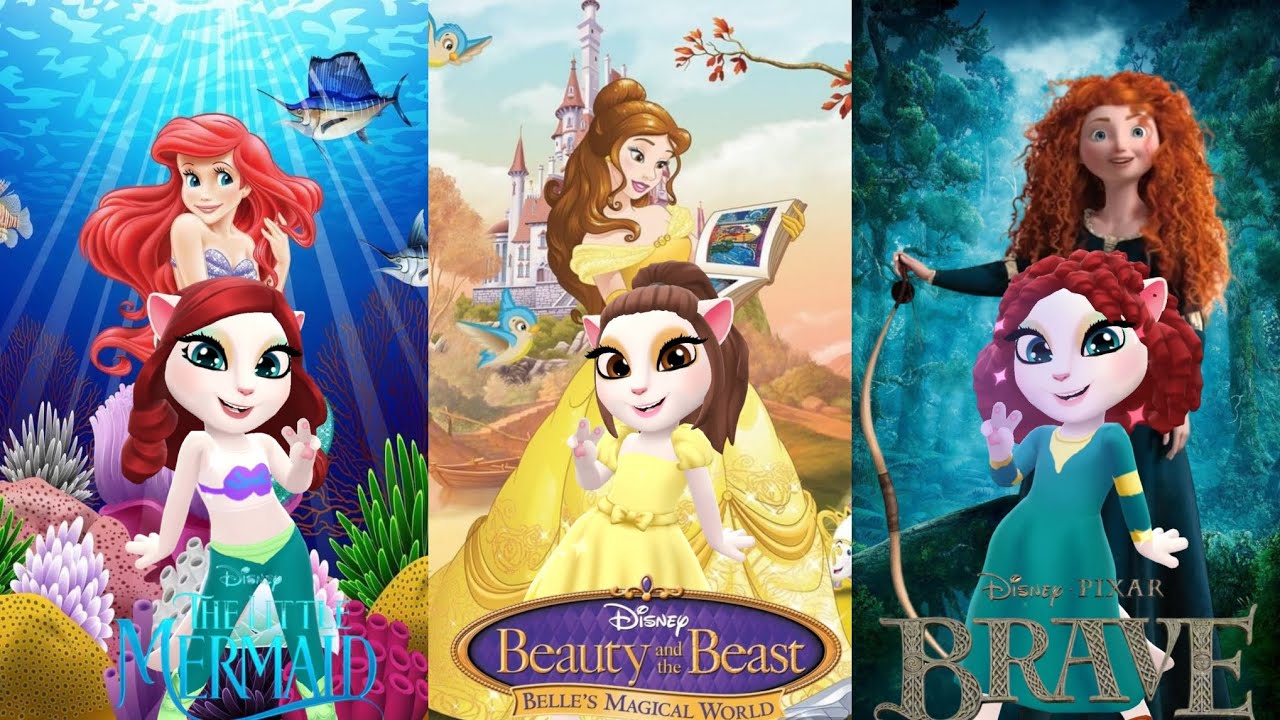 Ariel Vs Belle Vs Merida Brave | Disney Princess | My Talking Angela 2 ...