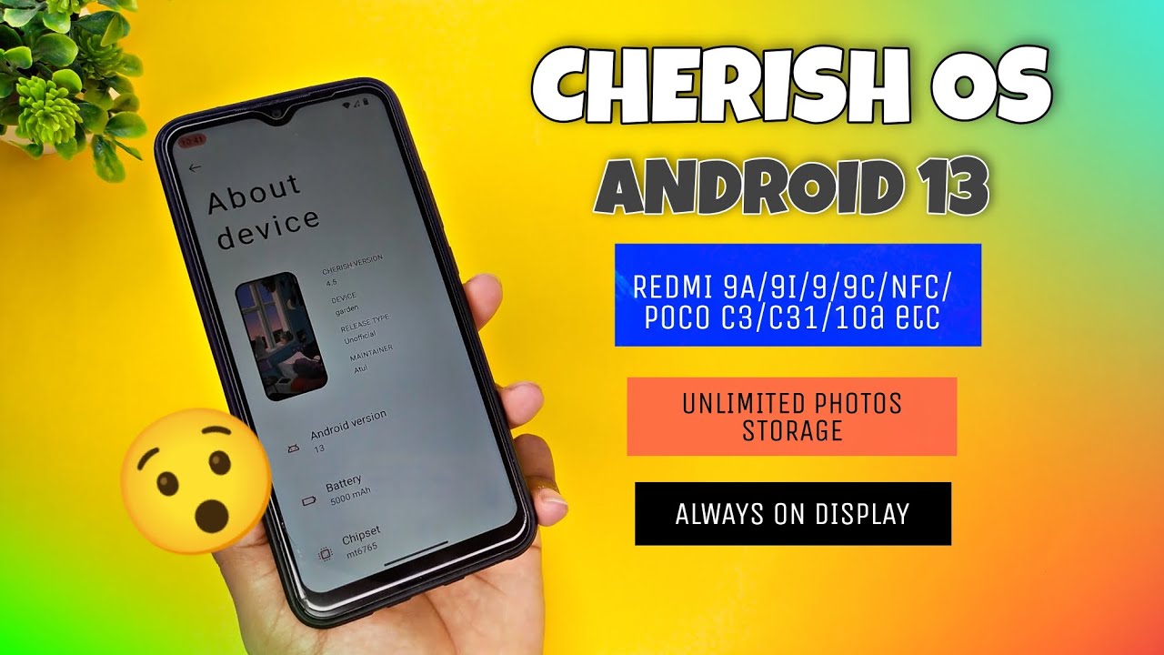 Cherish Os with Android 13 🔥 Garden - Redmi 9a/9i/9/9c/Nfc/Poco C3/C31/10a etc | A.O.D ⚡⚡ - YouTube