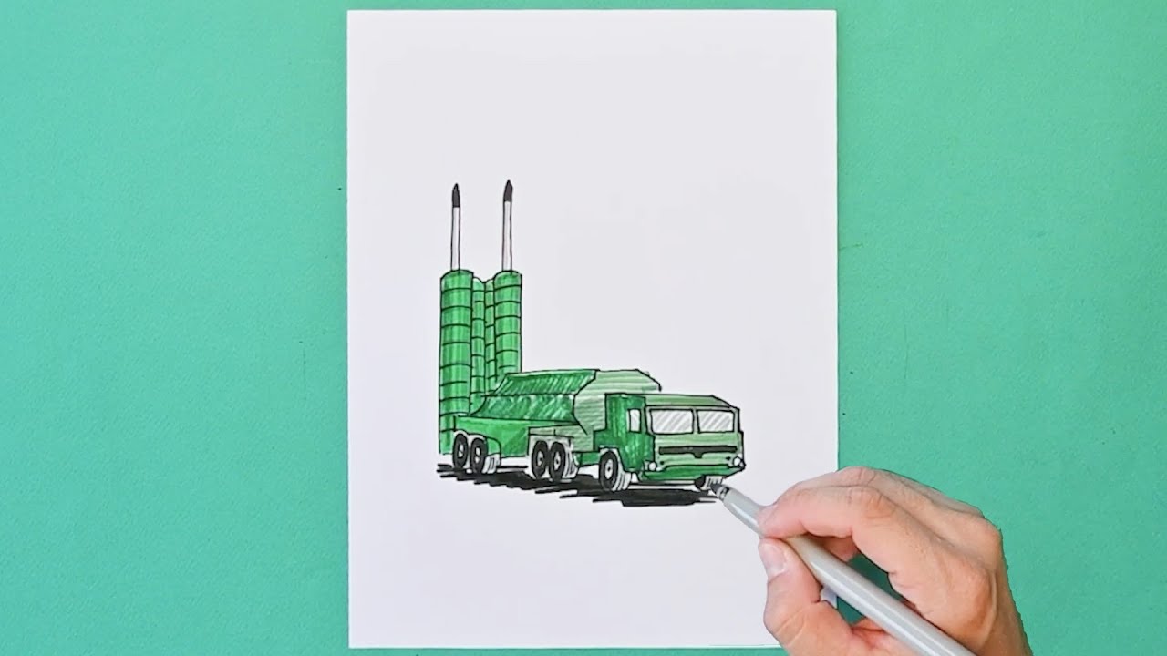 How to draw S-400 air-defence system - YouTube