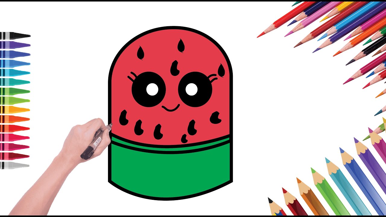 Watermelon Slice Drawing Tutorial 🍉 ️ - YouTube