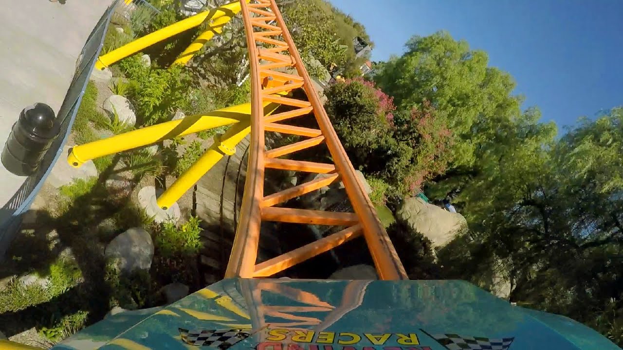 Rewind Racers front seat on-ride HD POV @60fps Adventure City - YouTube