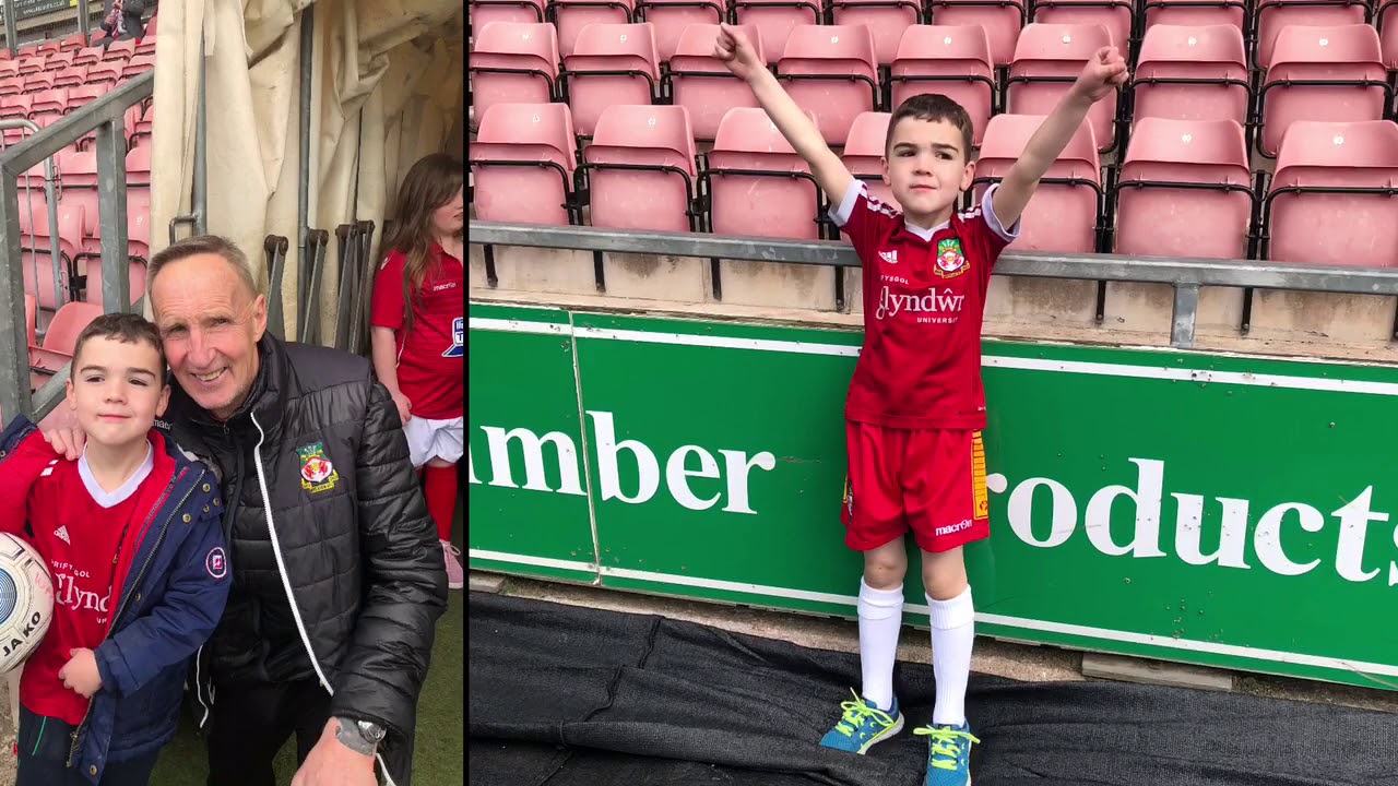 Daniel as Wrexham mascot v Fylde - YouTube